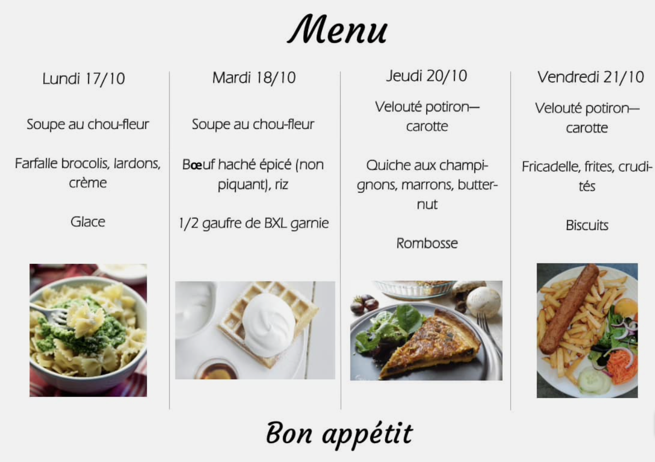 Menu | Athénée Royal de Chênée